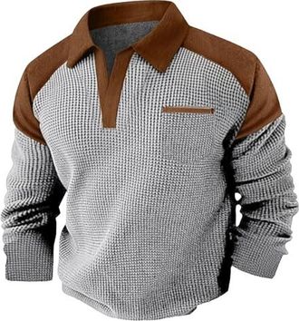 Generic Polo classique uni pour homme, coupe classique, haut basique &agrave; boutons, l&eacute;ger et respirant, tunique dext&eacute;rieur, gris, 3XL