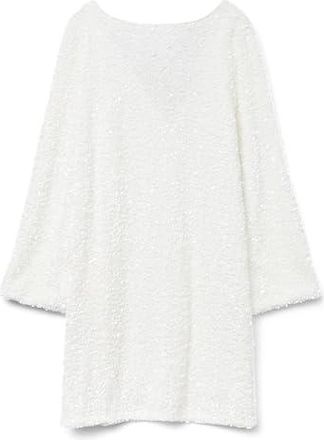 Vero Moda Vero Moda Short Bow Dress Vmetta Ls JRS Exp Sb8 Robe Courte avec noeud, Blanche-Neige, XS Femmes