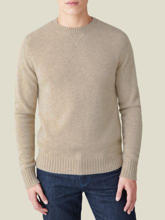 Luca Faloni Pullover mit Rundhalsausschnitt im Countrystil in Camel-Beige aus Grobstrick Kaschmir (4-fädig) für Herren