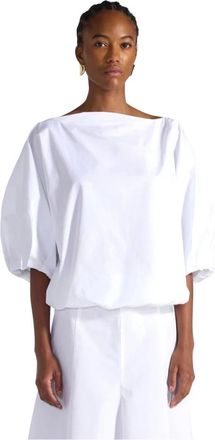 Liviana Conti Femme, Blouses et Chemises, Blanc, Taille: 34 FR Blouse L&eacute;g&egrave;re en Popeline avec Manches Bouffantes Trois-Quarts