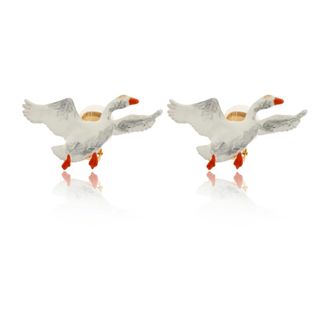 Moschino Femme, Accessoires, Blanc, Taille: ONE Size Boucles doreilles clip avec motif oie