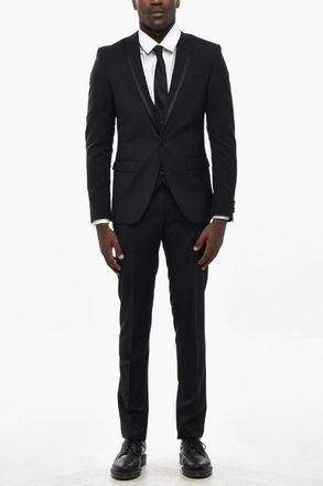 Corneliani CODE Dreiteiliger Anzug aus Mohairmix mit Spitzrevers Corneliani