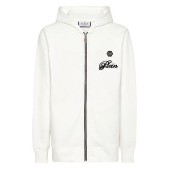 Philipp Plein Hooded Sweatjacket Signature - - Sweatshirts & Hoodies - Herren - Wei&szlig; - 4XL