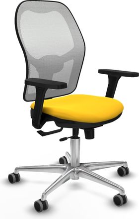 Piqueras y Crespo B&uuml;rostuhl, weiche Rollen, 3D-Arme, h&ouml;henverstellbare Lendenwirbelst&uuml;tze, ausgestattet mit Syncro/Traslack und Schaumstoff, Wei&szlig;/Gelb