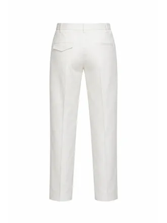 Tagliatore Mens Trousers Pleated Ivory Stretch Cotton