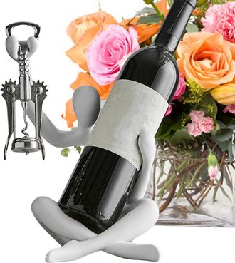 Generic Weinflaschenhalter, Arbeitsplatte f&uuml;r Weinregal | Weinst&auml;nder aus Harz mit Flaschen&ouml;ffnerhaken, Ornament f&uuml;r freistehende hohle Statue, Weindekoration