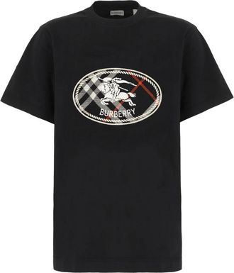 Burberry T-shirt Check Knight Stamp - Homme - Tops - Noir - Taille: M