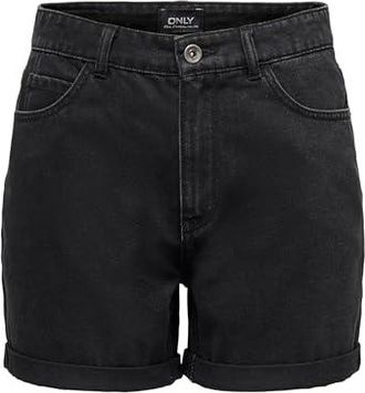 Only Shorts Femme Taille Haute Design 5 Poches Fermeture à Bouton Fermeture éclair Bermudas Courts, Couleurs:Noir-2, Taille:XS