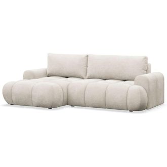 Selsey Ombo Mini - Ecksofa mit Schlaffunktion, Bettkasten und Boucl&eacute;-Bezug, Creme, links - Selsey