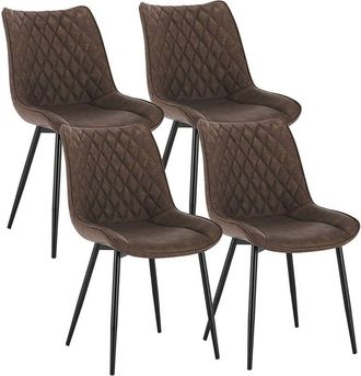 Woltu Woltu - Lot de 4 Chaises de salle &agrave; manger en Similicuir - 46x40, 5x85, 5cm - Pieds en m&eacute;tal - Charge max 100 kg - Brun Clair