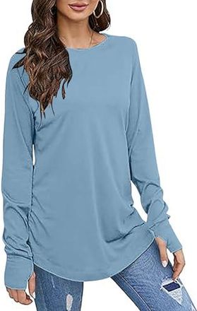 Generic Pull pour femme avec trou pour le pouce - T-shirt &agrave; manches extra longues - Col rond - T-shirt raglan d&eacute;contract&eacute; et confortable - T-shirt pour leggin