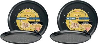 Ibili Pizzablech Moka 32 cm, Stahlblech, schwarz, 32 x 32 x 2 cm (Packung mit 2)