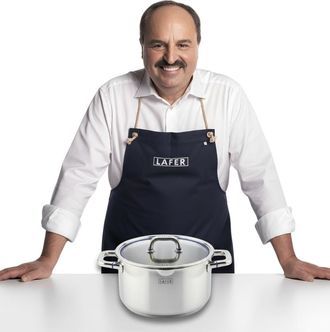 Lafer Johann Lafer - Kochtopf Induktion - Fleischtopf gro&szlig; 24 cm 5,5 L Edelstahl mit Glasdeckel | Akkutherm-Speichersystem & &Ouml;l-Dosiersystem | Backofen & Sp