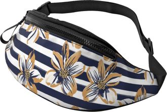 Generic Verstellbarer Brusttasche Marineblau-Wei&szlig; Gestreift G&uuml;rteltasche Brusttasche Sporttasche F&uuml;r Wandern Hundetraining Reisen 14X35Cm