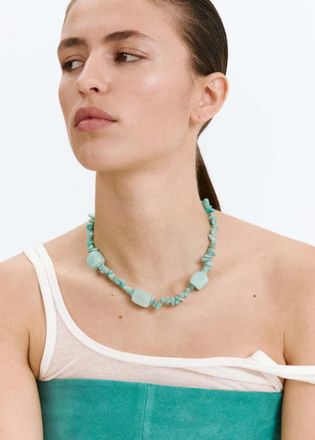 Mango Collier perles pierre turquoise - Femme - Taille unique - MANGO