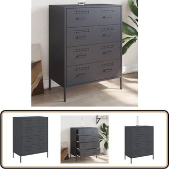 vidaXL Sideboard Anthrazit 68x39x89 cm Stahl - Industrielles Design - Sideboard - Metallschrank - Stauraumspeicher - Wohnzimmerschrank