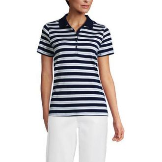 Lands End Supima-Poloshirt, Damen, Gr&ouml;&szlig;e:36-38 regular, Blau, Baumwolle, by Lands End