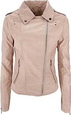 JOPHY & CO. Veste courte pour femme en cuir synthétique avec poches et fermetures éclair (cod. 2560 & 33107) (Rose (cod. 33107), XL)