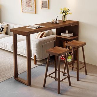 Generic Modernes Bartisch-Set, K&uuml;chentheken-Esstisch mit Hockern, Massivholz-Stehtisch-Set f&uuml;r kleine R&auml;ume, Wohnzimmer, Partys, einfache Montage