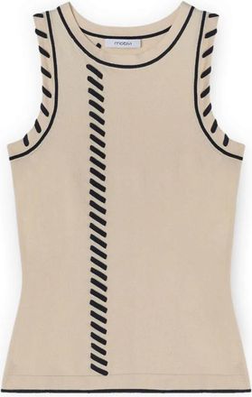 Motivi Femme, Tops, Beige, Taille: 38 FR Pull sans manches avec point d&eacute;coratif