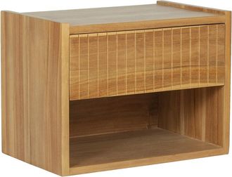 Vente-Unique H&auml;ngender Nachttisch - 1 Schublade & 1 Fach - Teakholz - Naturfarben - REVUKA