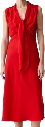 Calvin Klein Robe mi-longue Viscose Serg&eacute; SL Drape - Femme - Robes - Rouge - Taille: 40 FR