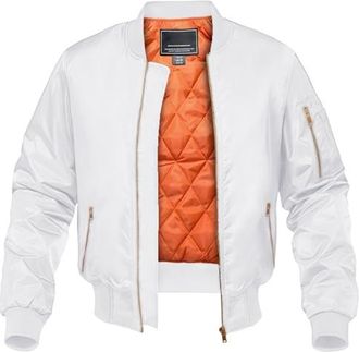 KEFITEVD Hommes Bomber Baseball Vestes Hiver R&eacute;tro Militaire Veste Chaud Cargo Manteaux avec 4 Poches,Blanc,M