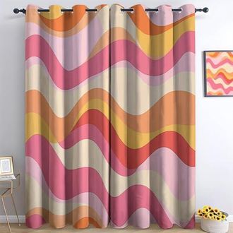 Generic Rideau Occultant Tribal Rétro Abstrait Décoration de Fenêtre Tenture Opaque à Oeillets Draperies Intérieurs Rideau Thermique Isolant pour Maison Chamb