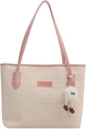 Generic Sac cabas en cuir pour femme avec pendentif - Sac l&eacute;ger et tendance pour le quotidien et les loisirs - Grand sac &agrave; main au design moderne, Rose