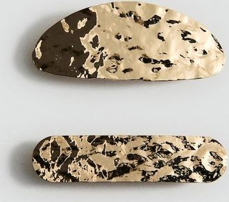 Mango Set 2 barrettes &agrave; cheveux or - Femme - Taille unique - MANGO