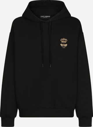 Dolce & Gabbana Sweatshirt Aus Baumwolljersey Mit Kapuze Und Stickerei - Mann Sweatshirts Schwarz Baumwolle 52