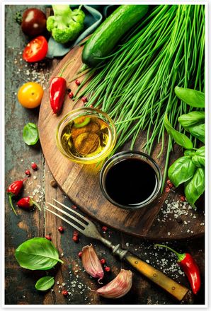 Posterlounge Gesundes Bio-Gem&uuml;se und Gew&uuml;rze Poster 70 x 100 cm Gr&uuml;n Wandbilder Wanddeko