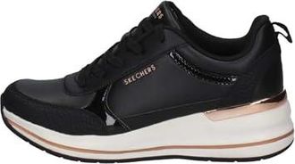 Skechers Fine Shine Billion 2 Mid Lacets pour Femme, Garniture Vernie Duraleather Noir, 36.5 EU