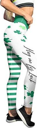 Generic Legging de sport 2026 pour femme - Imprim&eacute; &agrave; rayures - Pantalon de Pilates - Vert chance, Vert, XXL