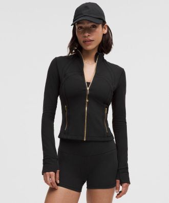 lululemon Define Crop-Jacke Nulu für Frauen - Größe 10 in Black/Gold