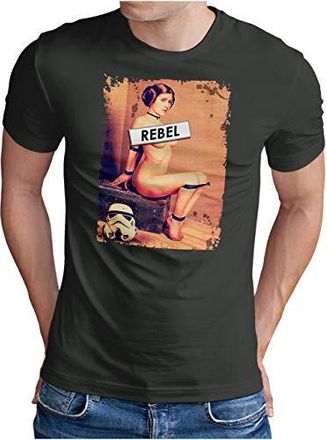 OM3 T-shirt Rebel -Leia - Pour homme - Princess Stormtruppen Film Fan SciFi Pinup - S - 4XL - Gris - XX-Large