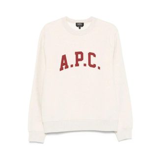 A.P.C. Ecru Stretch Baumwolle Logo Print Sweatshirt - - Sweatshirts & Hoodies - Herren - Beige - S