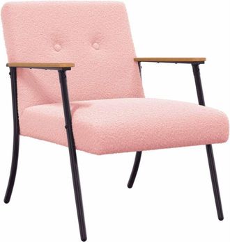 vidaXL Sessel Rosa Lockiger woll&auml;hnlicher Stoff vidaXL