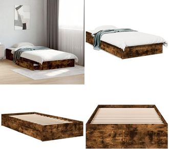 vidaXL Vidaxl - Cadre de lit avec tiroirs sans matelas chêne fumé 90x190 cm - Cadre De Lit - Lit Double - Meuble Rangement - Lit Avec Tiroirs - Literie