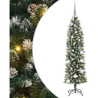 vidaXL K&uuml;nstlicher schlanker Weihnachtsbaum mit 150 LEDs Gr&uuml;n 150 cm vidaXL