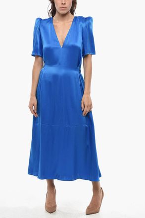 Stella McCartney Satinkleid Mit G&uuml;rtel Und Gepolsterten Tr&auml;gern Stella McCartney