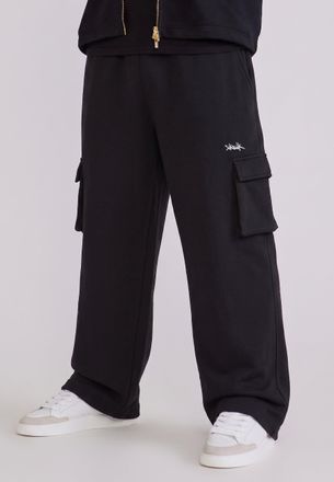 Siksilk Mens Black Wide Leg Cargo Joggers XXL