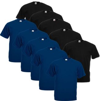 Fruit Of The Loom Valueweight Herren-T-Shirt, kurzärmelig, 5 Stück, Mehrfarbig (Schwarz/Marineblau), 5XL