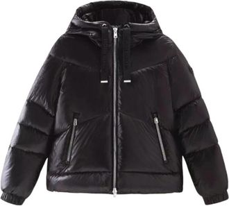 Woolrich Schwarze Daunenjacke mit Kapuze - - Jackets - Damen - Schwarzk - S