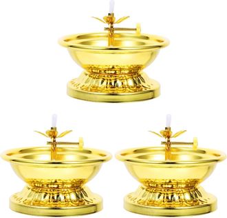 Aboofan Ghee Lampe 3st Butterlampe Diwali Puja Lampenfassung Heiliger Kelch Tibetischer Öllampenhalter Kerzenhalter Kamindekoration Öllampen Für Den Innenbere