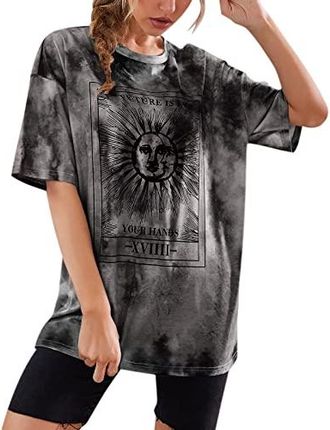 Janly T-shirt Femme Oversize Montagne T-shirt Femme avec Imprim&eacute; &Eacute;paule Conception Sp&eacute;ciale des Manches pour Hauts D&eacute;contract&eacute;s Polyester Gym T-shirts pour 