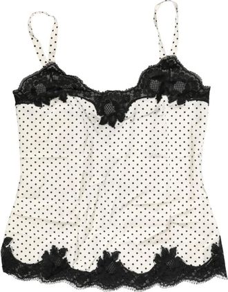 Dolce & Gabbana Femme, Tops, Multicolore, Taille: 42 FR Top caraco &agrave; pois et bordure en dentelle