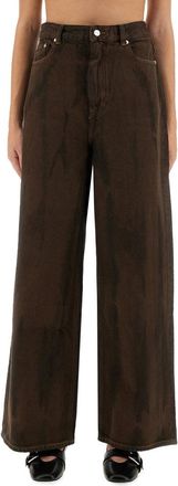 Ganni Baggy Organic Cotton Jeans - Brown