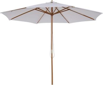 OUTSUNNY Parasol droit en bois polyester haute densit&eacute; protection solaire &Oslash; 3 x 2,5 m cr&egrave;me