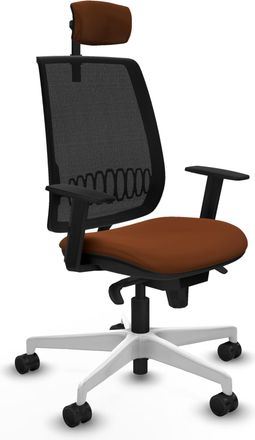 Piqueras y Crespo B&uuml;rostuhl mit 1D-Armen, h&ouml;henverstellbare Lendenwirbelst&uuml;tze und h&ouml;henverstellbares Kopfteil, Schwarz / Braun